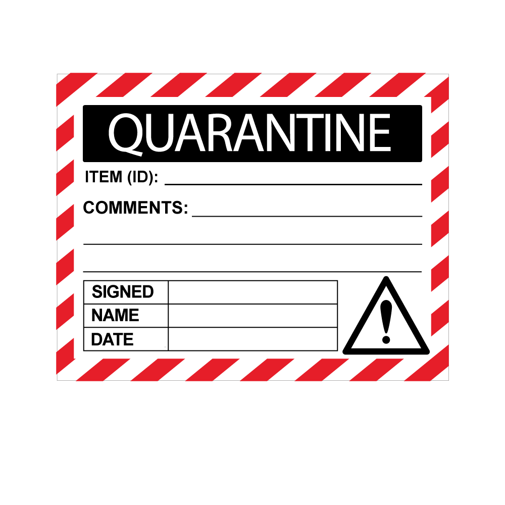Red & Black Quarantine Labels - 100 x 75mm Labels | Warning Labels | P