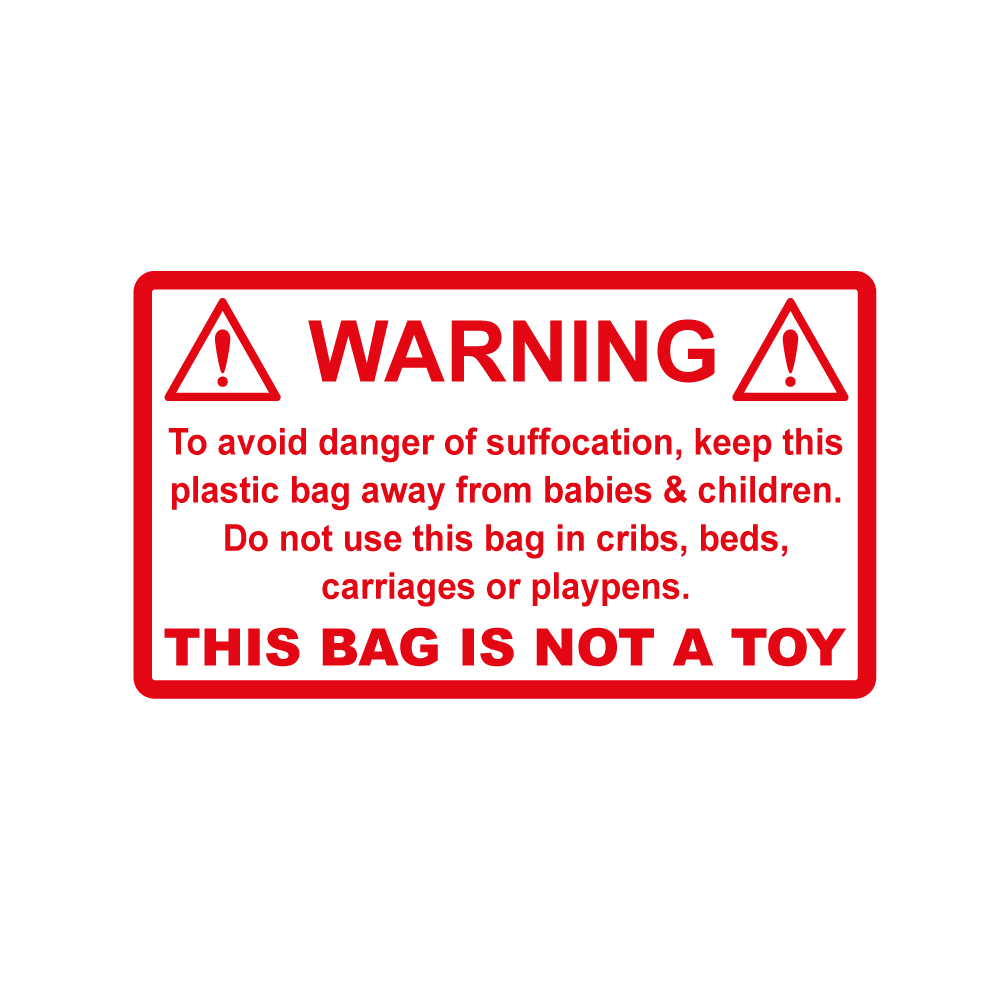 Warning, Danger of Suffocation Labels - 70 x 40mm Labels | Warning Lab